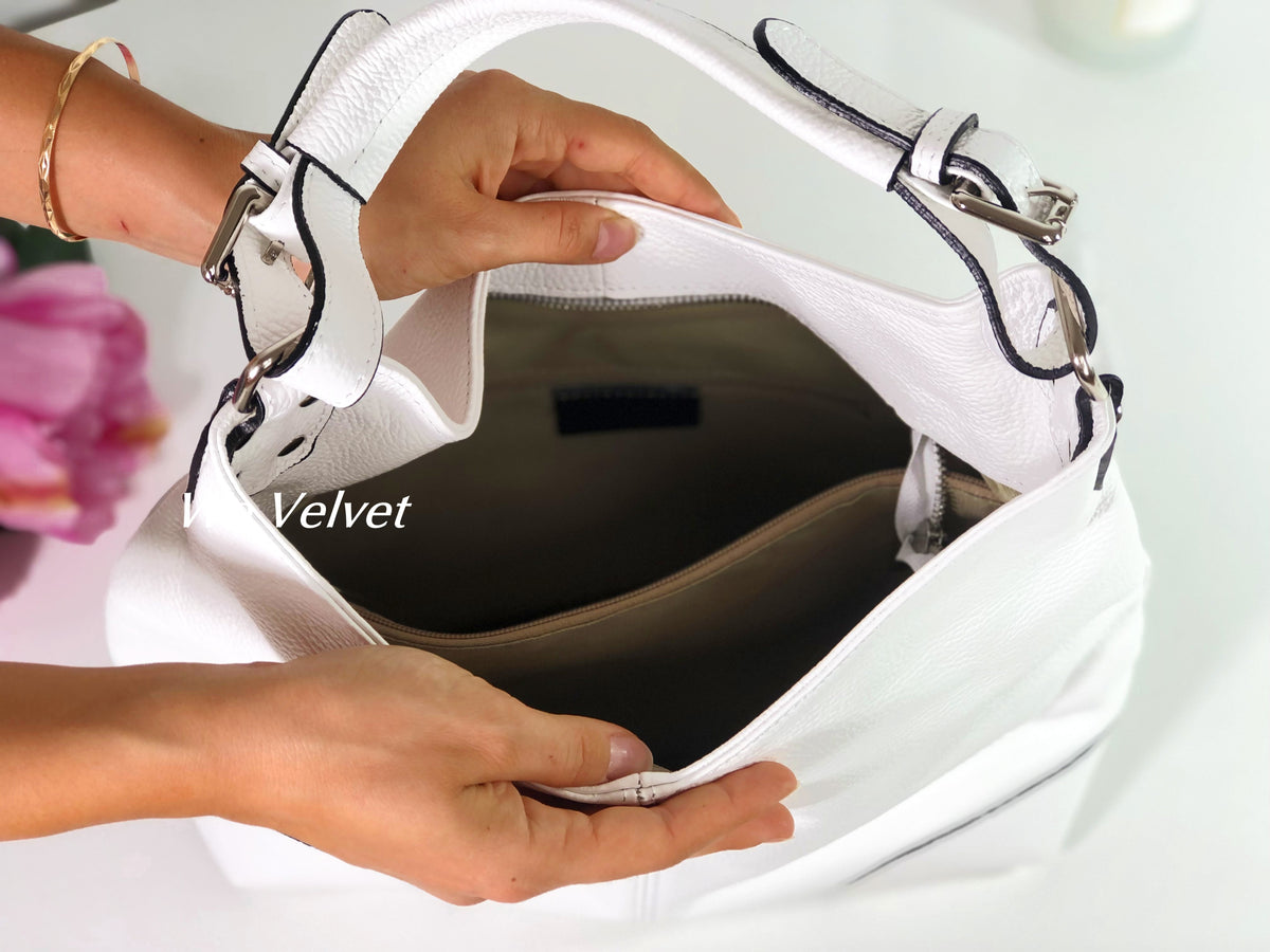 Geantă albă piele naturală Vanetta – We Velvet