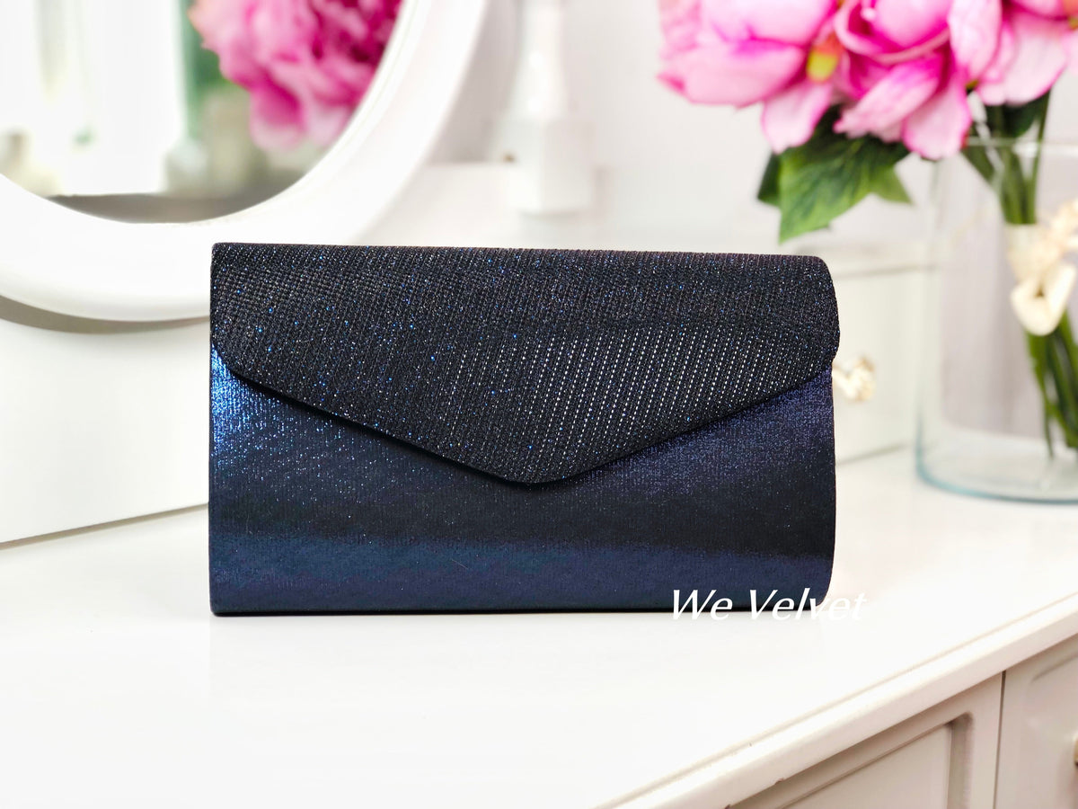 Poșetă clutch bleumarin strălucitoare Selenite – We Velvet