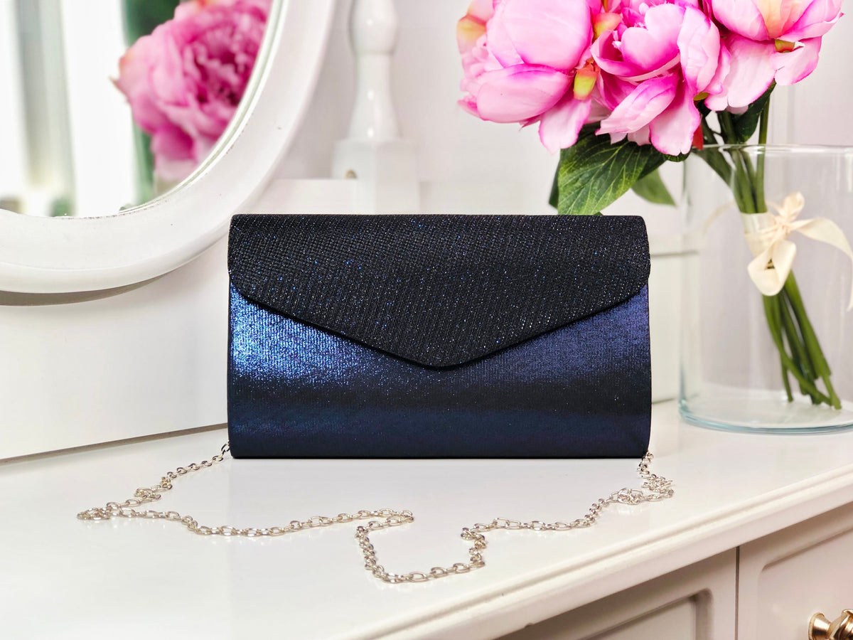 Poșetă clutch bleumarin strălucitoare Selenite – We Velvet